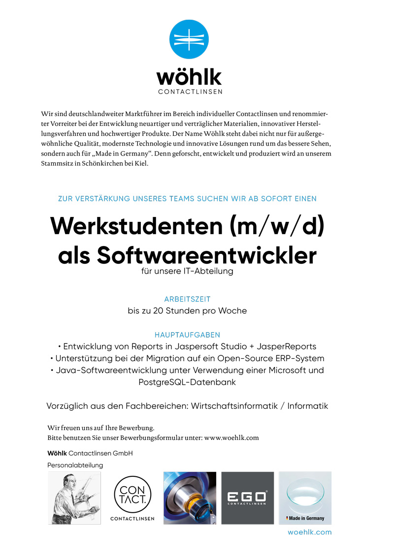 Offene Stellen - Wöhlk Contactlinsen GmbH